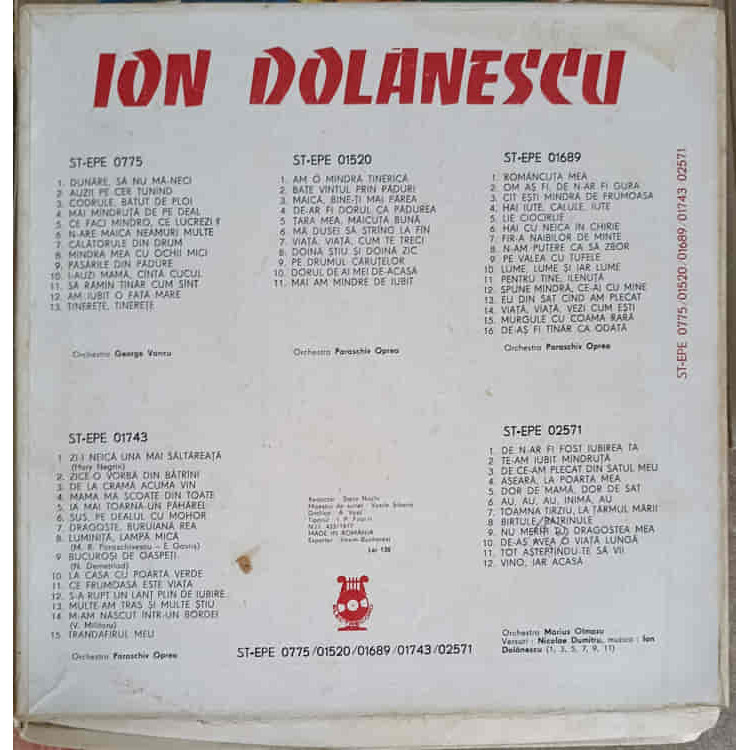 Vinilul ION DOLANESCU. SETBOX 5 DISCURI VINIL - ION DOLANESCU ...